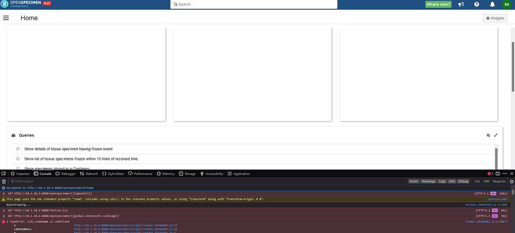 Blank pages after build - Technical Questions - OpenSpecimen Forums